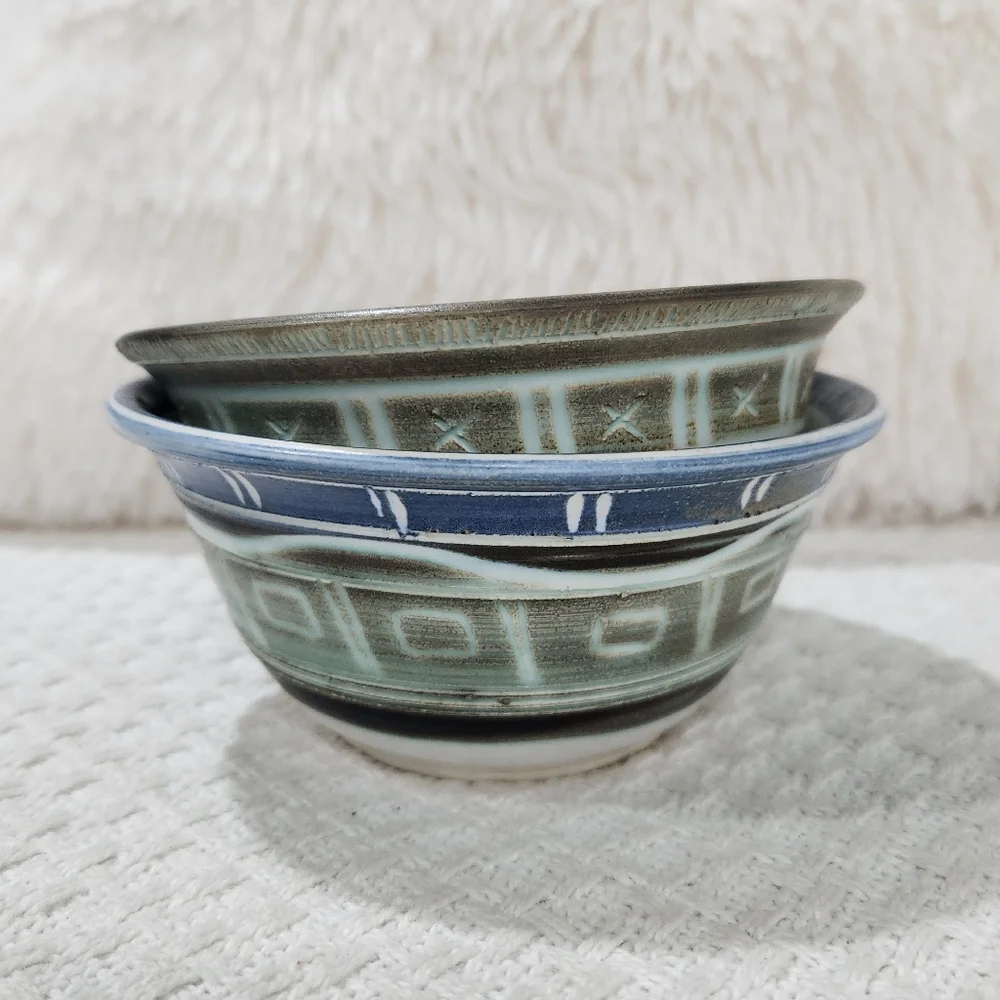Art | Studio Pottery Set Of 2 Nesting Bowls Hand Made Vintage And ...
